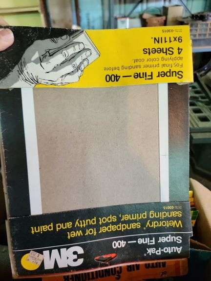 Box of Sandpaper and Sanding Belts - Baer Auctioneers - Realty, LLC