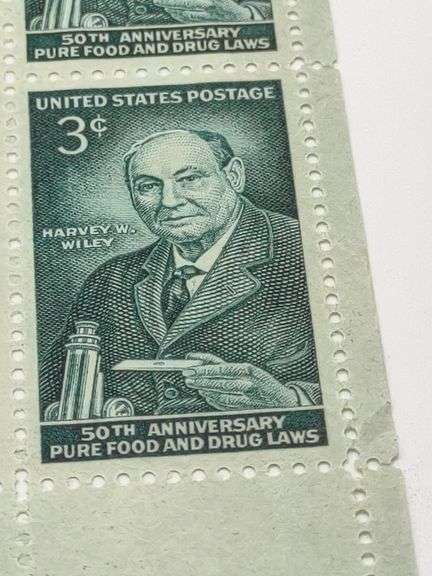 1 Sheet Of 50th Anniversary Pure Food And Drug Laws Stamps - Baer ...