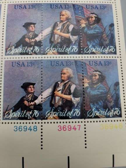 Full Sheet Of Spirit Of 76 13 Cent Stamps - Baer Auctioneers - Realty, LLC
