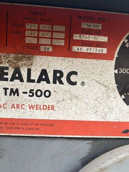 Lincoln AC Welder Single Phase Input, TM-500 - Baer Auctioneers ...