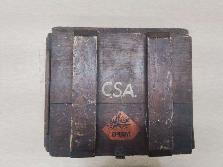 C.S.A. wooden explosives box - Baer Auctioneers - Realty, LLC