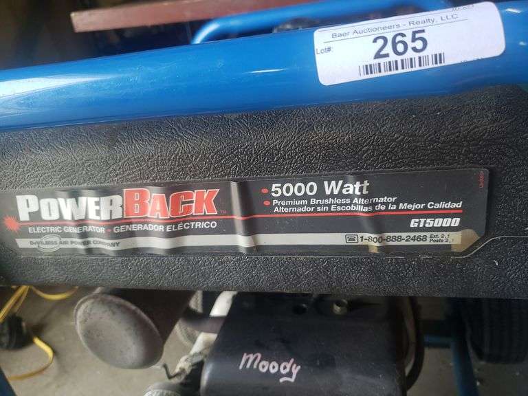 Powerback 5000 Watt Gas Generator - Baer Auctioneers - Realty, LLC