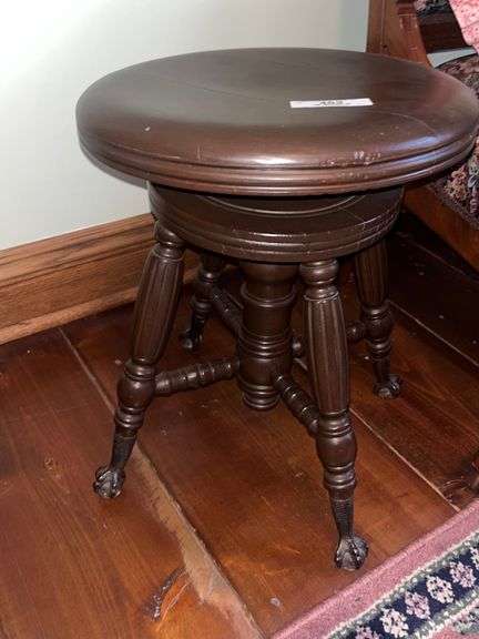 Antique Glass Ball Claw Foot Piano Stool - Baer Auctioneers - Realty, LLC