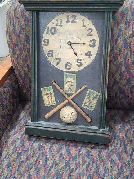 Wooden baseball clock - Baker Auctions & Real Estate, LLC