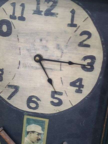 Wooden baseball clock - Baker Auctions & Real Estate, LLC