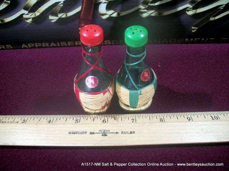 GLASS SALT & PEPPER BOTTLES MADE IN ITALY, 3-1/2" TALL - Bentley ...