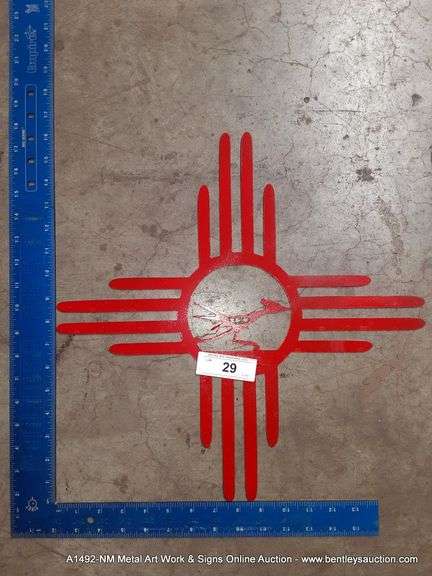 RED ROADRUNNER ZIA SUN SYMBOL, 16" X 16" - Bentley & Associates, LLC