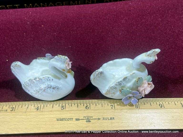 CERAMIC SALT & PEPPER SWAN, 2" TALL - Bentley & Associates, LLC