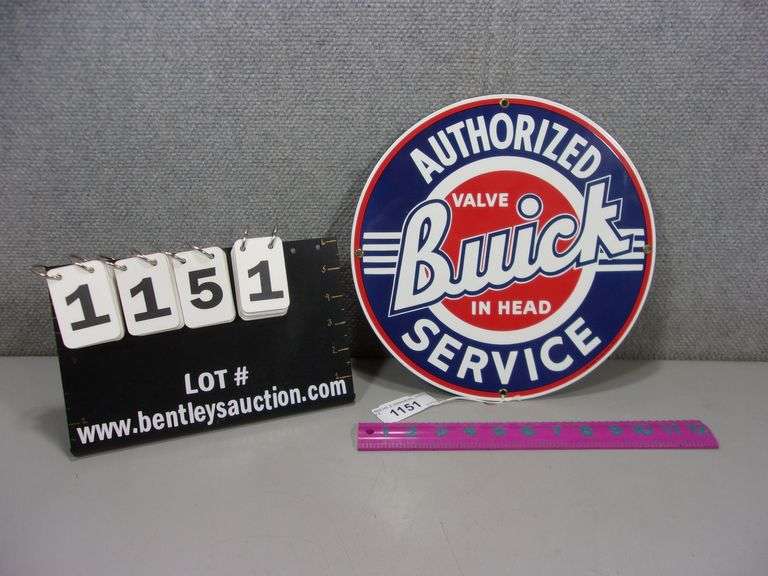 ANDE ROONEY PORCELAIN ENAMELED SIGN - BUICK SERVICE - 11-1/4" ROUND ...