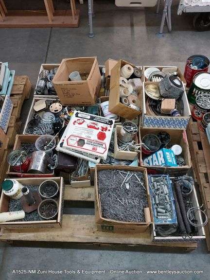 PALLET: ASSORTED NUTS, BOLTS, HARDWARE - Bentley & Associates, LLC