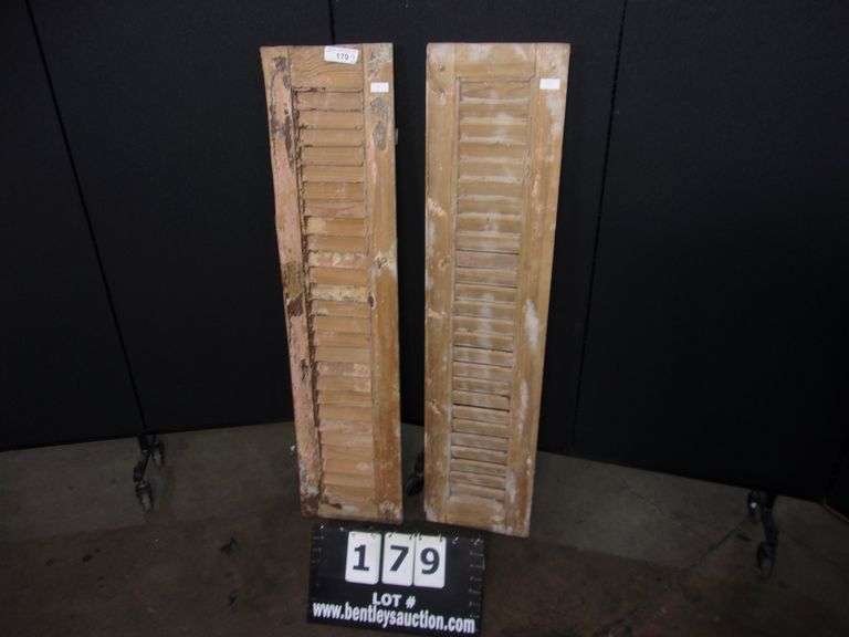 PAINTED RUSTIC EGYPTIAN PINE SLAT WINDOW SHUTTERS-BROWN, 44" X 10" (2X ...