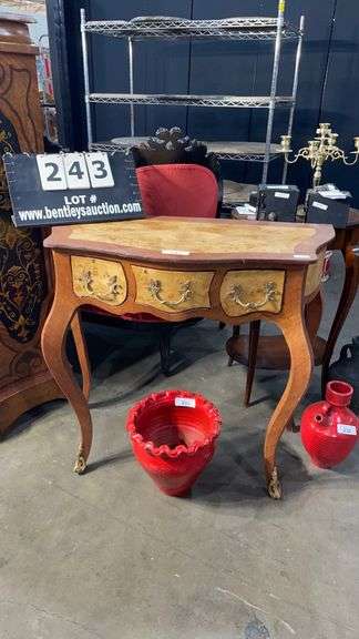 BLONDE & DARK WALNUT/BURLED WALNUT BOMBAY STYLE 3-DRAWER SMALL ENTRY ...