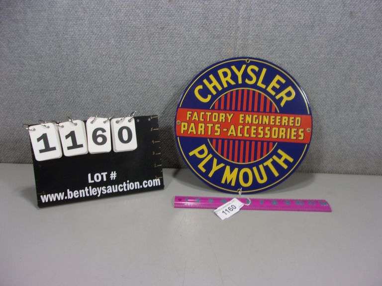 ANDE ROONEY PORCELAIN ENAMELED SIGN - CHRYSLER & PLYMOUTH SERVICE - 11 ...