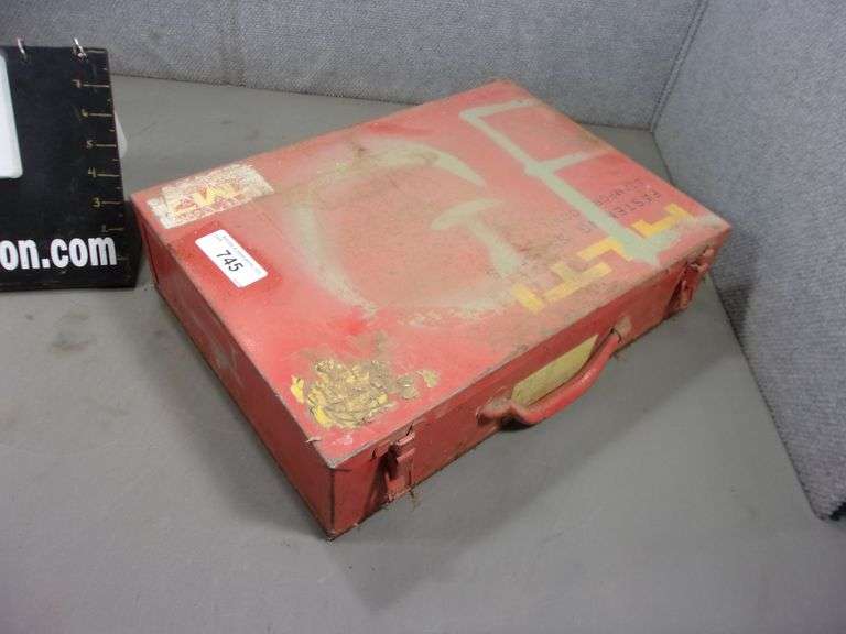 RED METAL HILTI TOOL BOX W/ SCREWS & PARTS - Bentley & Associates, LLC
