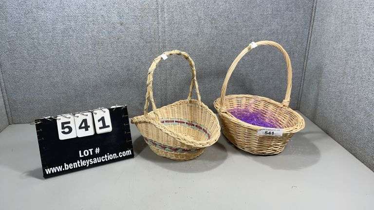 LOT: 2 LIGHT COLORED WICKER DECORATIVE BASKETS - Bentley & Associates, LLC