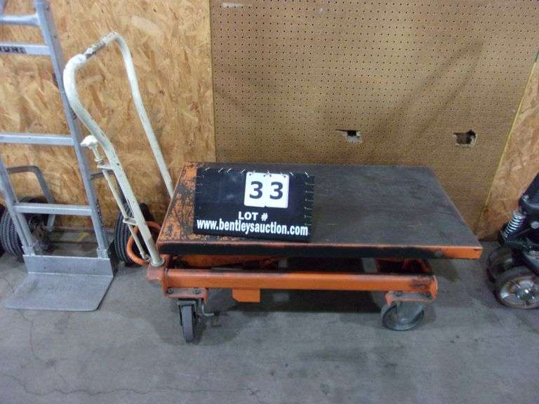 BISHAMON BX50 ORANGE HYDRAULIC CASTERED WORK TABLE/ CART - Bentley ...