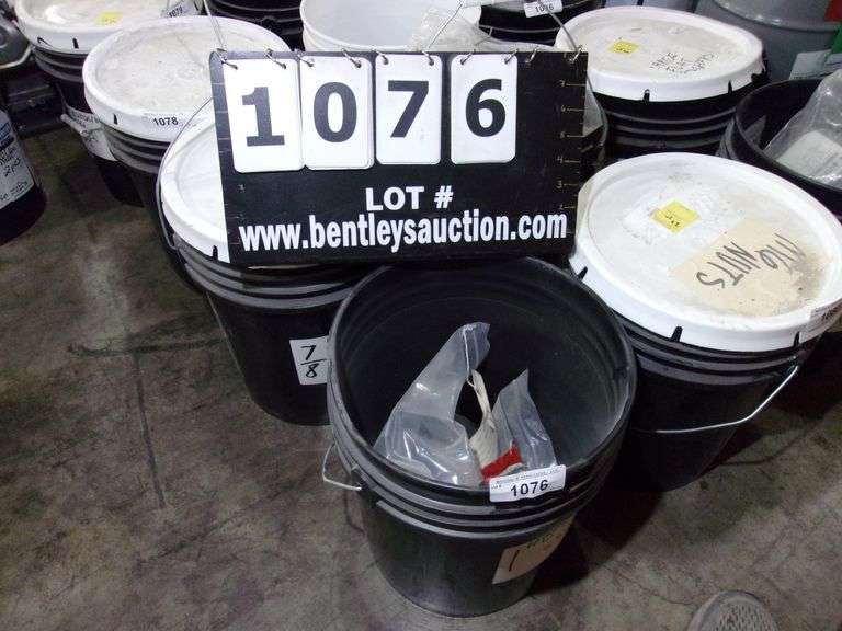 5 GAL. BUCKET: 1" THREADED FASTENER STUDS W/ NUTS - 21 LBS. GROSS ...