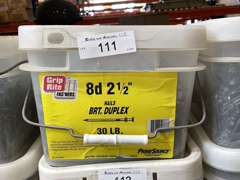 BUCKET: GRIP RITE 8D 2-1/2" BRIGHT DUPLEX NAILS, 30 LBS - Bentley ...