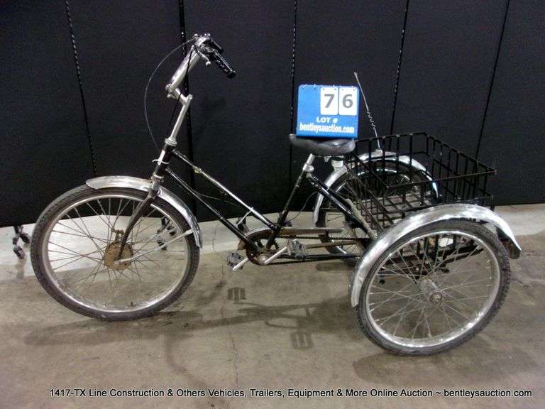 WORKSMAN CYCLES 3 TWIN BAR BLACK TRICYCLE PLANT BIKE W/ BASKET, SEAT ...