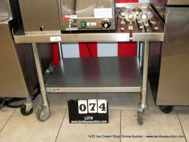 STAINLESS STEEL 2-SHELF ROLLING CART ON CASTERS - Bentley & Associates, LLC