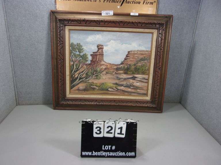 RUSTIC WOOD FRAMED OIL ON CANVAS PAINTING - PALO DURO CANYON ...