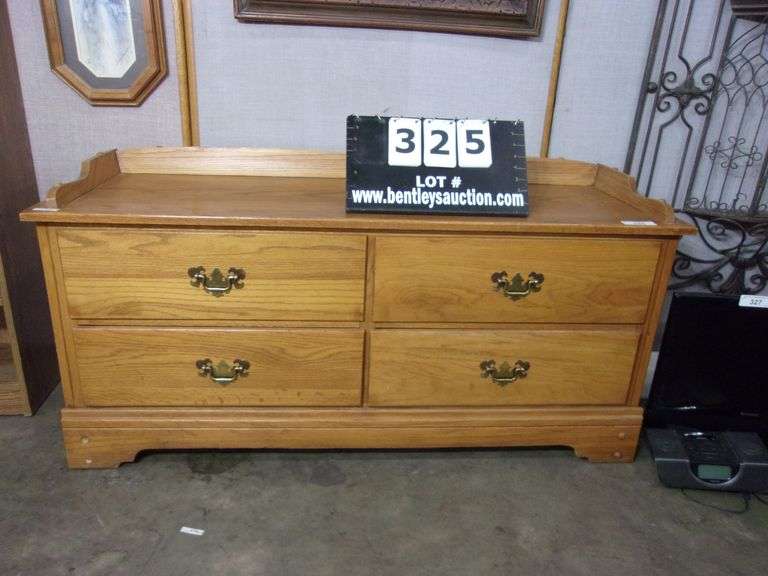 GOLDEN OAK 4-DRAWER FOOT CHEST STORAGE CHEST - Bentley & Associates, LLC