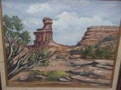 RUSTIC WOOD FRAMED OIL ON CANVAS PAINTING - PALO DURO CANYON ...