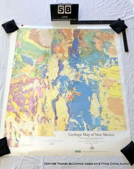 GEOLOGIC MAP OF NEW MEXICO, 47" X 54" - AS IS, SCRATCHES, DENTS ...