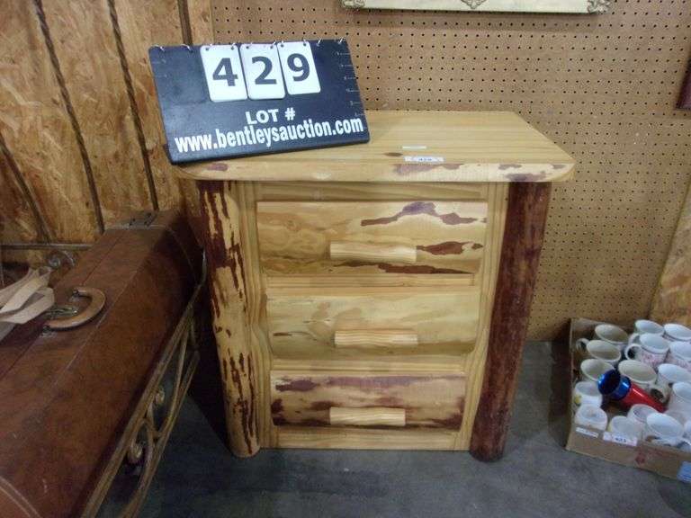 RUSTIC KNOTTED PINE 3-DRAWER NIGHTSTAND - Bentley & Associates, LLC