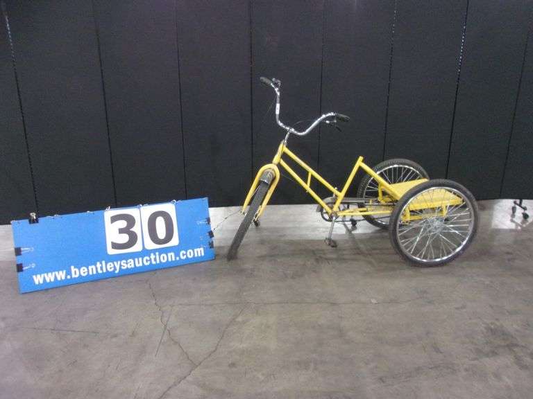WORKMAN CYCLES YELLOW FLATBED 3-WHEELED PLANT TRICYCLE - Bentley ...