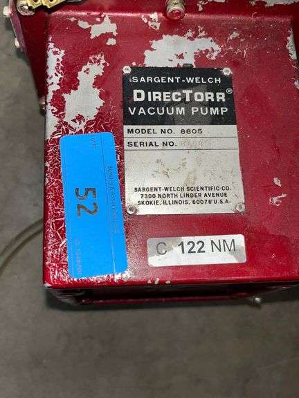 SARGENT WELCH 8805 DIRECTORR VACUUM PUMP - Bentley & Associates, LLC