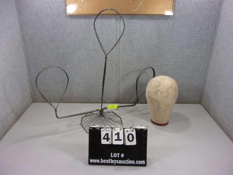 METAL WIG STAND W/ 3 WIG PLACEMENTS - Bentley & Associates, LLC