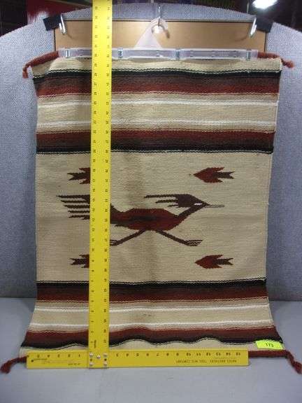 NATIVE AMERICAN ROAD RUNNER DESIGN WOVEN RUG - Bentley & Associates, LLC