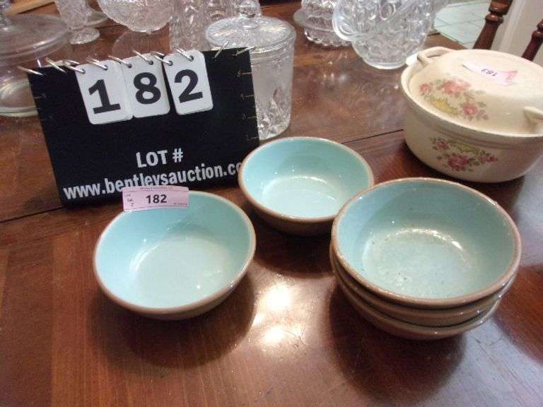LOT: TST CHATEAU BUFFET CUSTARD BOWLS - BLUE & BROWN - Bentley ...