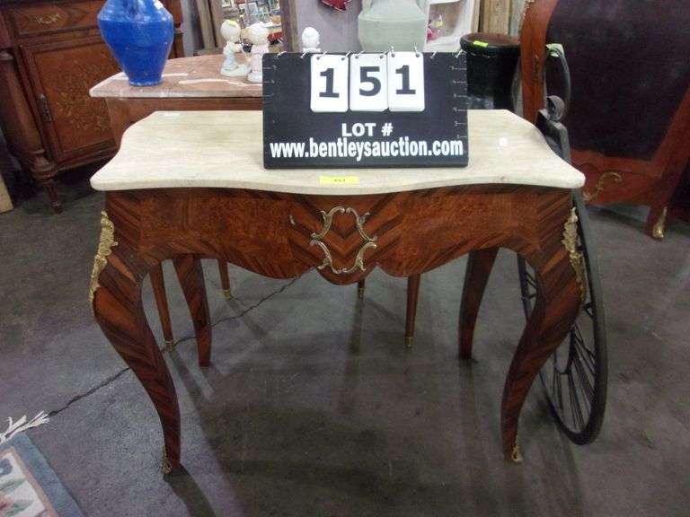 BOMBAY WALNUT ENTRY TABLE W/ METAL SLIDING & MARBLE TABLE TOP - Bentley ...