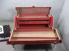 DUPLEX RED METAL FOLDABLE STORAGE COMPARTMENT TOOL BOX - Bentley ...