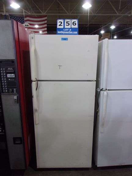 CREAM COLORED GE 2-DOOR REFRIGERATOR/FREEZER - Bentley & Associates, LLC