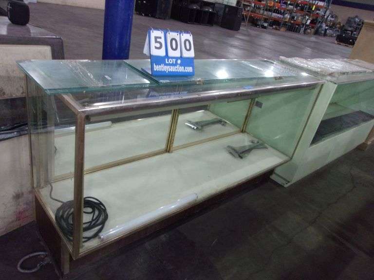 ALUMINUM & WOODEN GLASS FRONT DISPLAY SHOWCASE, 6' - COUNTER HEIGHT ...