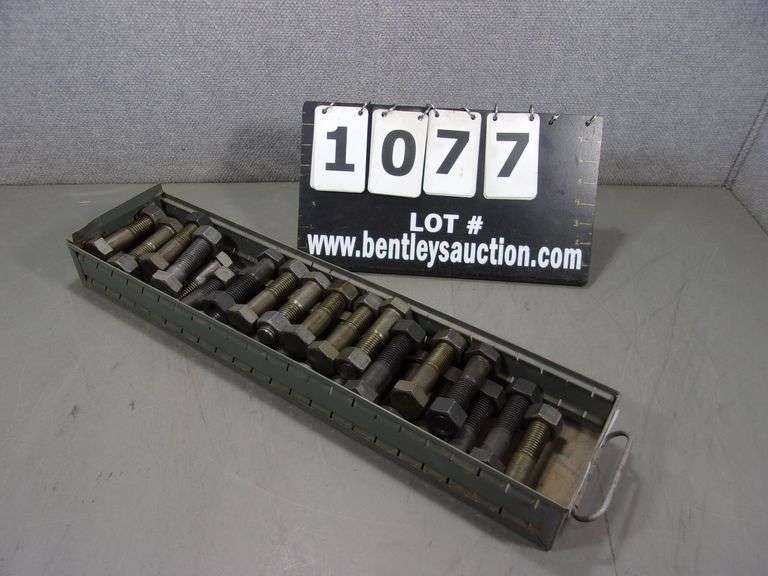 HEAVY GREY METAL TOOL/BOLT BIN WITH LARGE STUD BOLTS - Bentley ...