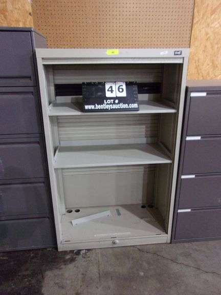 WRIGHT LINE BEIGE METAL ORGANIZER CABINET W/ ROLL UP DOOR - Bentley ...