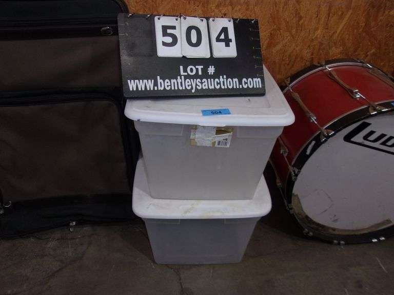LOT: (2) CLEAR POLY TUBS WITH LIDS - Bentley & Associates, LLC