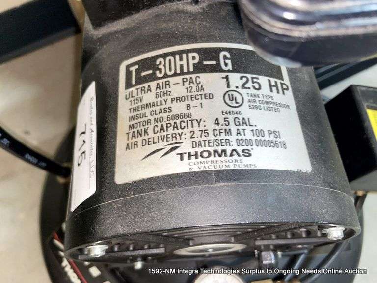 THOMAS ULTRA AIR PAC COMPRESSOR - Bentley & Associates, LLC
