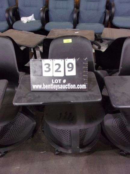 STEELCASE BLACK & GRAY POLY "NODE" STUDENT CASTERED DESK/ CHAIRS (2X ...