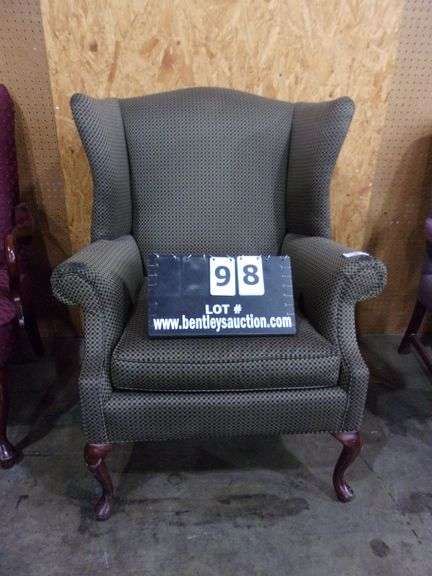 WINGBACK UPHOLSTERED ARM CHAIR, CHECK PATTERN - Bentley & Associates, LLC