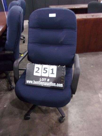 CASTERED UPHOLSTERED ARM CHAIR - BLUE - Bentley & Associates, LLC