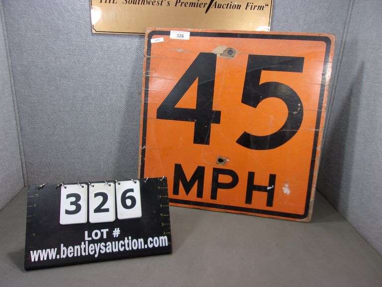 ORANGE WORK ZONE "45 MPH" SPEED LIMIT SIGN - WOODEN - Bentley ...