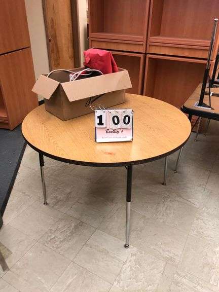 ROUND WOOD TABLE W/ BOX - Bentley & Associates, LLC