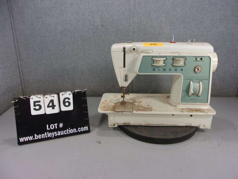 VINTAGE SINGER SEWING MACHINE - WHITE ELECTRIC - Bentley & Associates, LLC
