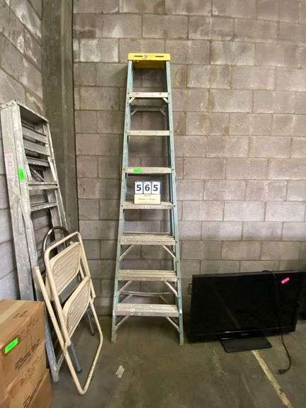 7-STEP WERNER LADDER - GREEN & YELLOW - AS IS, USED - Bentley ...