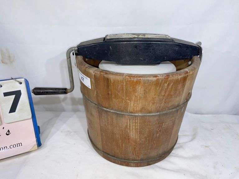 VINTAGE WOODEN ICE CREAM MAKER - Bentley & Associates, LLC